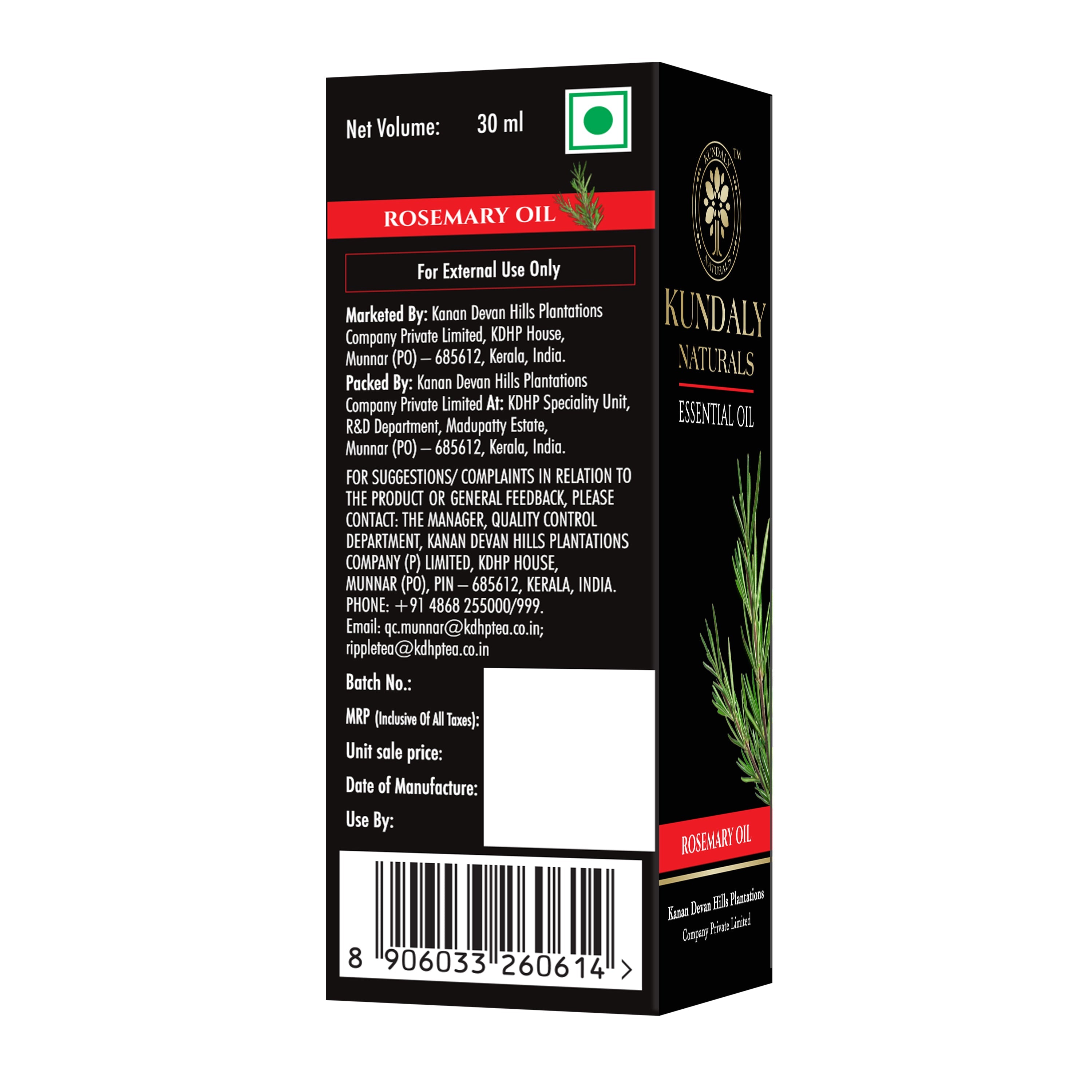 Kundaly Naturals Rosemary Oil - 30 ml